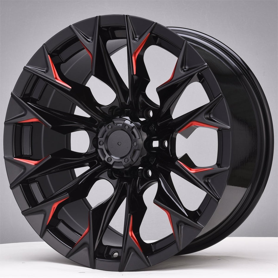 16 inch 17 inch 18 inch black and red alloy wheels 4x4 offroad wheels ...