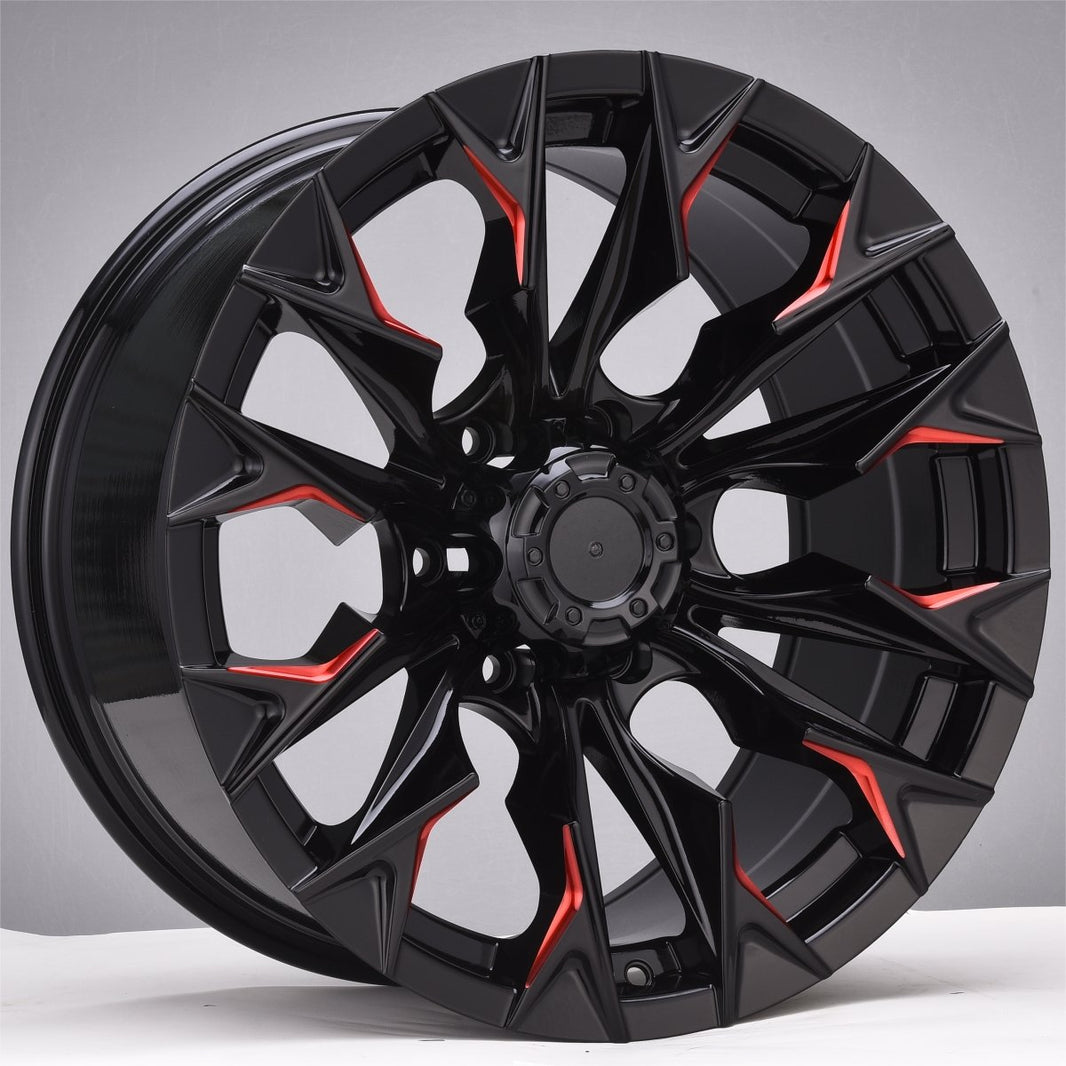 16 inch 17 inch 18 inch black and red alloy wheels 4x4 offroad wheels ...